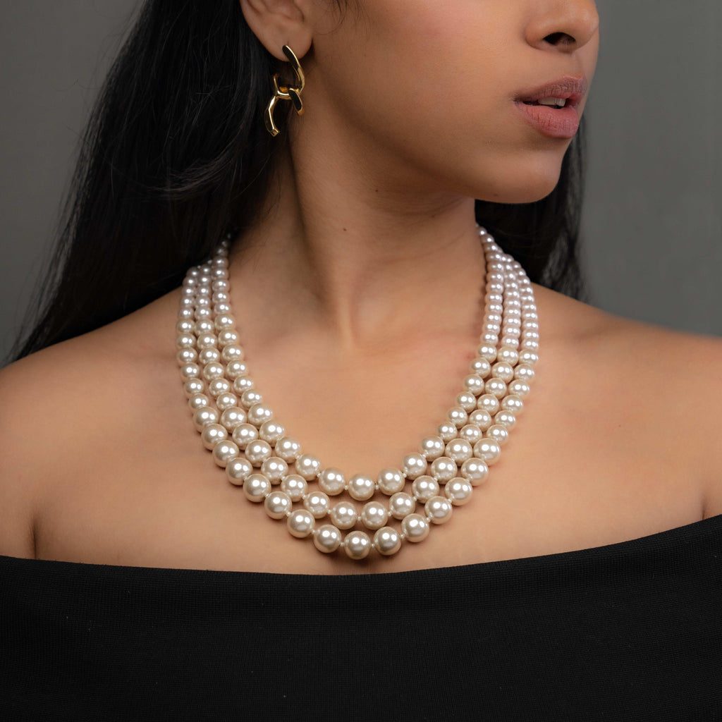Three Layer Pearl Necklace Matree by Neha Wahi